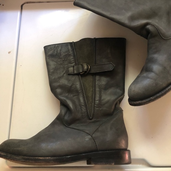 Anouk | Shoes | Anouk Gray Leather Low Boots 85 | Poshmark